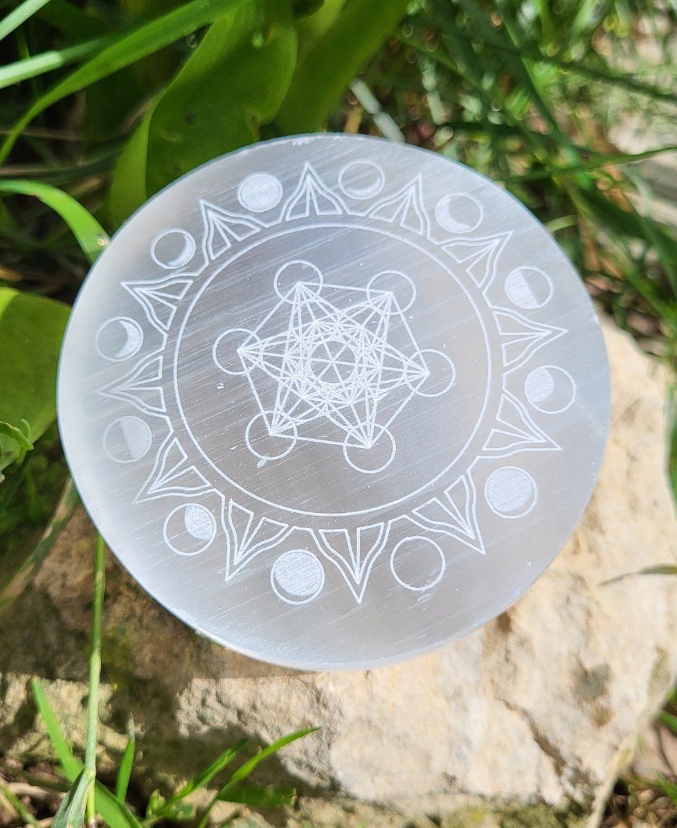 Plaque Sélénite cube Metatron - Ambiancesmineraux